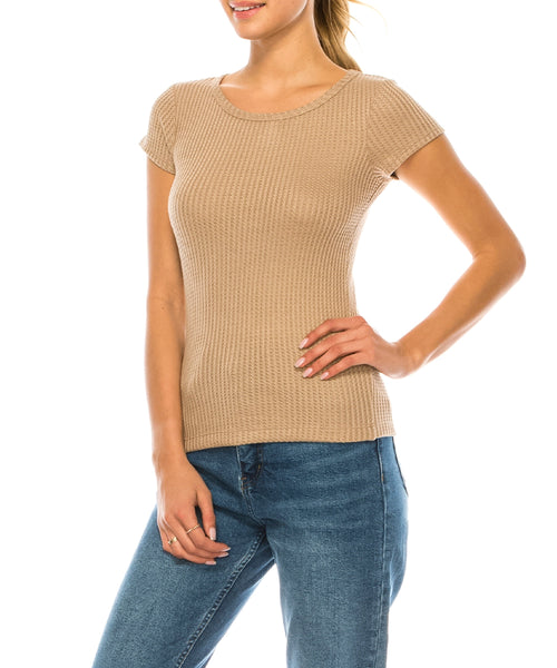 Bamboo Waffle Basic Crew (Mocha) – Blush on Central